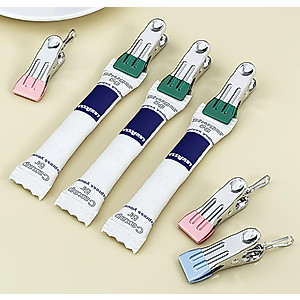 Clothes Pins Clips, 16 Pcs 2.2 Inch Stainless Steel High Elasticity Good Persistence for Clothespins, Paper Clips, Chip Clips, Bag Clips (16)