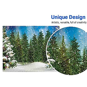 Funnytree 10x8FT Durable Fabric Soft Winter Pine Tree Forest Photography Backdrop Snowy Christmas Background Xmas Party Wall Decoration Supplies Photo Booth Washable