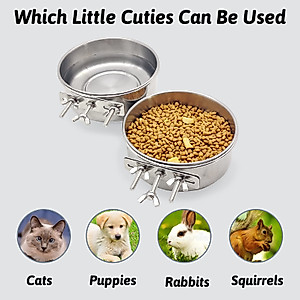 Hamiledyi 2 Pcs Dog Crate Bowl Stainless Steel Puppy Bowls Durable Spill-Proof Pet Water Bowl Hanging Water/Food Metal Bowls for Puppy Medium-Sized Dogs Cats (5.51'' x 2.2'')