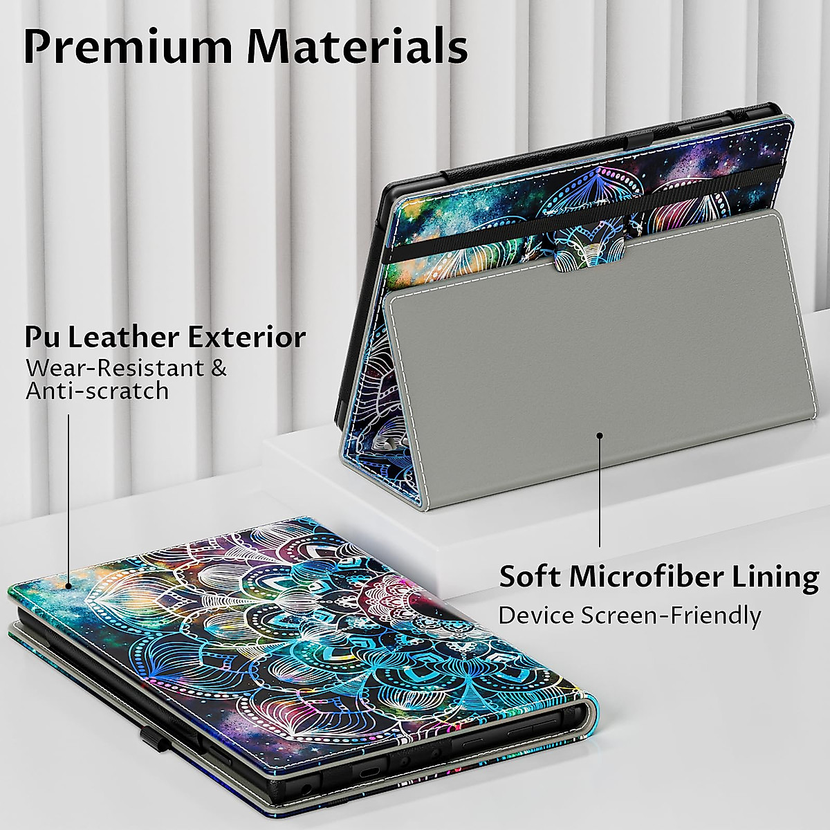 VORI Case for All-New Amazon Kindle Fire HD 10 Tablet (13th/11th Generation 2023/2021 Release) and Fire HD 10 Plus 10.1" - Slim Folding Stand Folio Cover with Auto Wake/Sleep & Hand Strap, Mandala