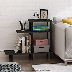 Furinno Turn-N-Tube 3-Tier Sofa Side Table, Espresso/Black, 31.5 in x 11.61 in x 25.63 in