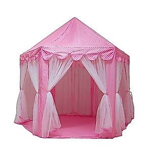 BIG BADA BOOM Princess Play Tent for Girls – Large 55” x 53”, Durable 230T Princess Castle with Replacement Poles + Bonus LED 20 Star String Light – Playhouses for Kids Indoor 3 Year Old Girl Toys