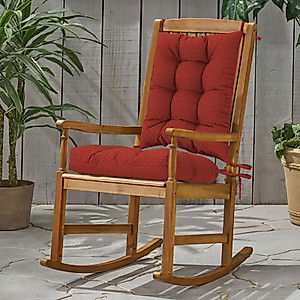 DYTXIII Pack of 2 Rocking Chair Cushion Set with Seat & Back,Water Repellent Patio Tufted High Back Seat Cushions with Ties for Indoor Outdoor Porch Rocker(21"x17"Back,17"x17"seat,Brick Red)