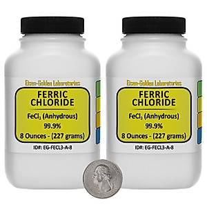 Ferric Chloride Anhydrous [FeCl3] 99.9% ACS Grade Powder 1 Lb in Two Space-Saver Bottles