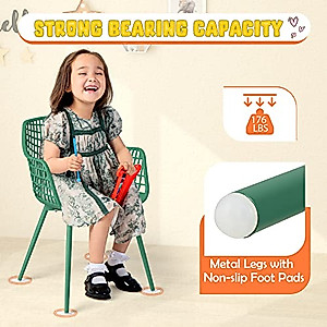 Costzon Kids Chair, 4-Piece, Child-Size Chairs with Curved Backrest, Ergonomic Armrests, Metal Legs & Anti-Slip Foot Pads, Toddler Furniture for Playroom, School, Daycare, Toddler Chairs (Colorful)