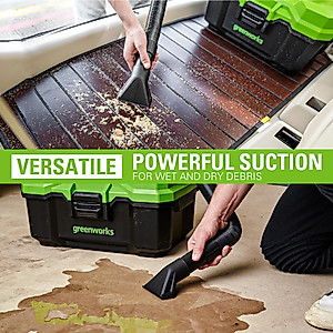Greenworks 24V Cordless 3Gal Shop Wet/Dry Bare Accessories, Brushless Vacuum Tool Only, Green