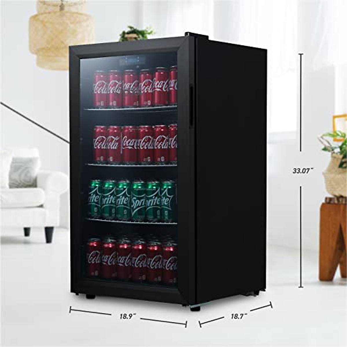 Commercial Cool Beverage Cooler, 3.6 Cu. Ft. Capacity, Drink Fridge with 3 Adjustable Shelves & Temperature Control, Mini Beverage Fridge Holds up to 109 Cans