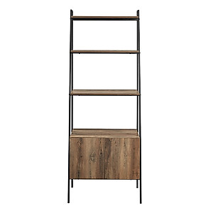 Walker Edison Furniture Company Industrial Modern Ladder Bookcase w/Cabinet, 72 Inch, Reclaimed Barnwood