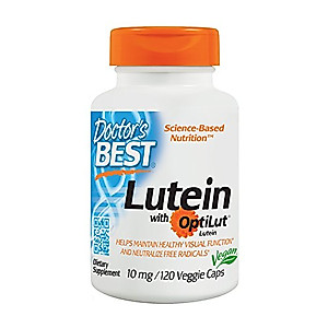 Doctor's Best Lutein with OptiLut, Non-GMO, Vegan, Gluten Free, Soy Free, Eye Health, 10 mg, 120 Veggie Caps