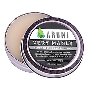 Aromi Solid Cologne | Fresh, Woodsy Scent, Best Men's Fragrance - Vegan, Cruelty-free, Portable, Travel-friendly, Stocking Stuffer, 1.0 oz, 5 (Very Manly)