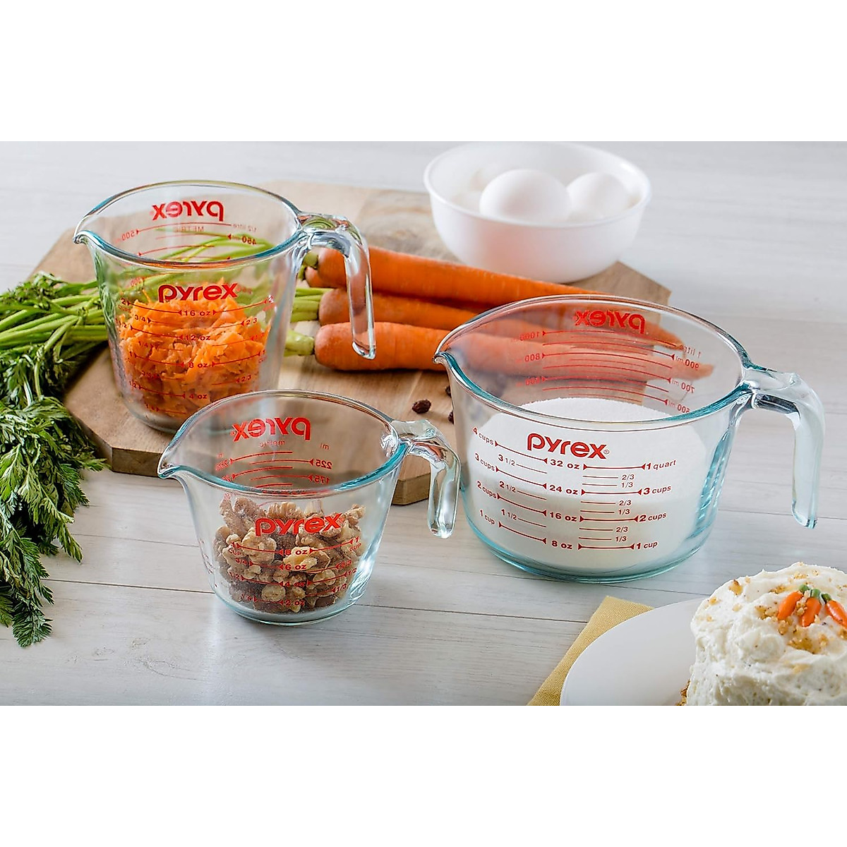 Pyrex 3 Piece Glass Measuring Cup Set - Easy Read & Pour