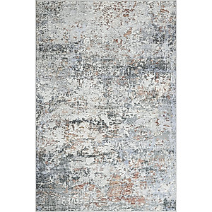 Miukiki 5x7 Area Rugs for Living Room,Anti-Slip Backing Washable Rug,Stain Resistant Abstract Area Rugs,Ultra-Thin Large Home Decor Rug (Orange/Grey,5'x7')