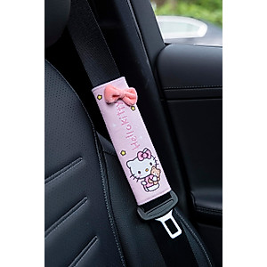 bkigfyi Cute Car Extended Seat Belt Cushions Shoulder Pad -2 Pieces Kawaii car Decor Plush Soft Belt Protector Cushions Shoulder Pads for a More Comfortable Driving