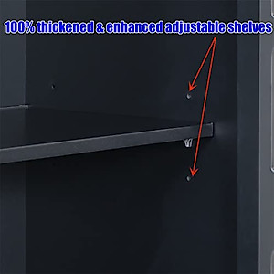 PRIARI Upgraded Version & Stronger Console Table Kitchen Buffet Sideboard with 3 Doors and Shelves, Thickened Enhanced Solid Wood Storage Cabinet for Entryway Dining Room (Faster Assembly) (Black)