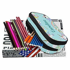 Personalized Unicorns and Flowers Pencil Case, Pencil Bag with Zipper, Pencil Pouch Organizer with Name, Pencil Box for Students Girls Teens, Gift for Birthday, Children's Day and Back to School