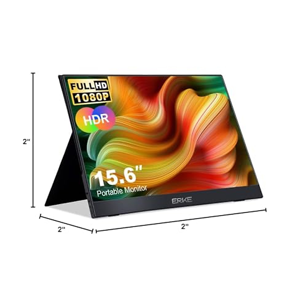 ERKE Portable Monitor USB C Monitor for Laptop 15.6 inch 1080P FHD HDR Computer Second