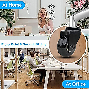 Office Chair Caster Replacement Wheel for Hardwood Floor and Carpet,2"Heavy Duty Universal Floor Safe Caster Set of 5,Rubber Wheels Office Chair to Replace Office Chair mats,fits 98% Chairs