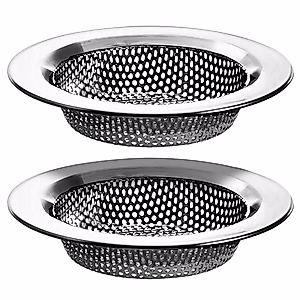 2 Pack - 4.5" Top / 3" Basket - Kitchen Sink Drain Strainer Large Basket Food Catcher. Stainless Steel