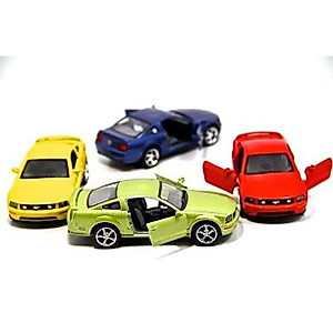 KiNSMART SetOf4 2006 Ford Mustang GT 5" 1:36 Scale Die Cast Metal Model Toy Car, Red, Yellow, Blue, Green