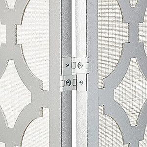 Roundhill Furniture Quarterfoil Infused Diamond Design 4-Panel Room Divider, Silver