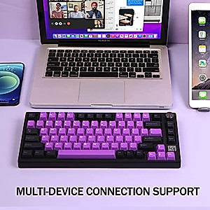 EPOMAKER TH80 SE Gasket 75% Mechanical Keyboard, NKRO Hot Swappable RGB 2.4Ghz/ Bluetooth 5.0/ Wired Gaming Keyboard with Poron/EVA Foam, 4000mah Battery (Black Purple, Flamingo Switch)