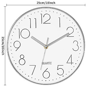 Lumuasky Silent Wall Clock Battery Operated Analog Small Cute Non-Ticking Decorative Clock for Bedroom Kitchen Living Room School Office Classroom Decor (10 inch)