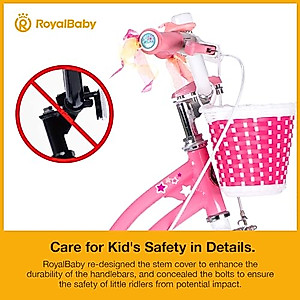 Royalbaby Stargirl Kids Girls Bike Bicycle with Basket Training Wheels Kickstand 16 Inch Pink