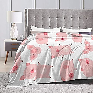Cute Pig Blanket Super Soft Cozy Sherpa Throw Blanket Cartoon Pink Pigs Printing Plush Blankets for Bed and Couch, Adults Kids Flannel Fleece Blanket 40"x50"