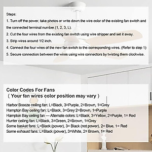 Ceiling Fan Switch Zing Ear ZE-208s E89885 3 Speed 4 Wire Pull Chain Switch Fan Light Switch Replacement Part with 4 Pre-Installed Wires(Nickel Chain)