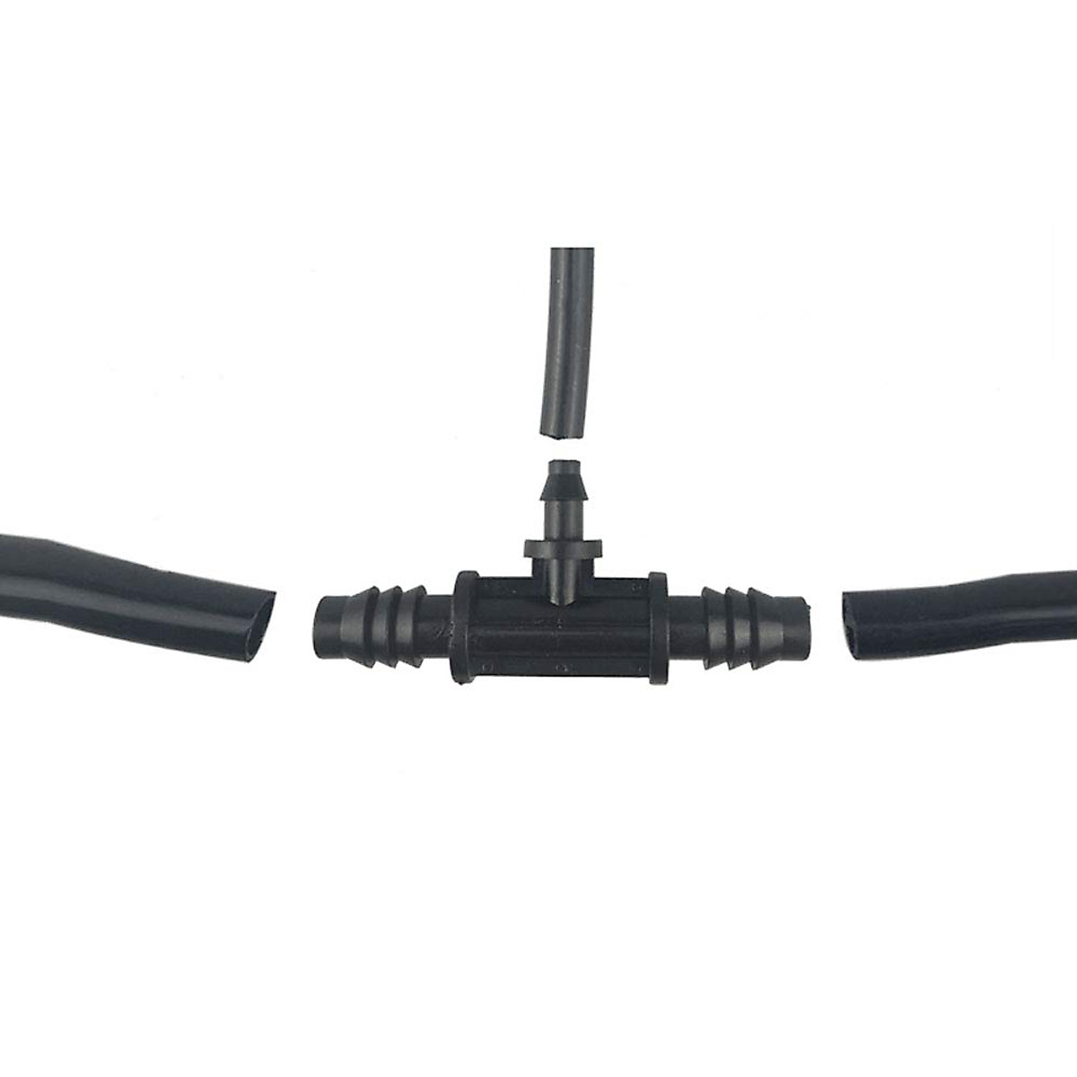 E-outstanding Tee Barbed Connector 10PCS Black 3/8 Inch to 1/4 Inch Greenhouse Drip Irrigation Water Splitter for 4 mm Drip Hose