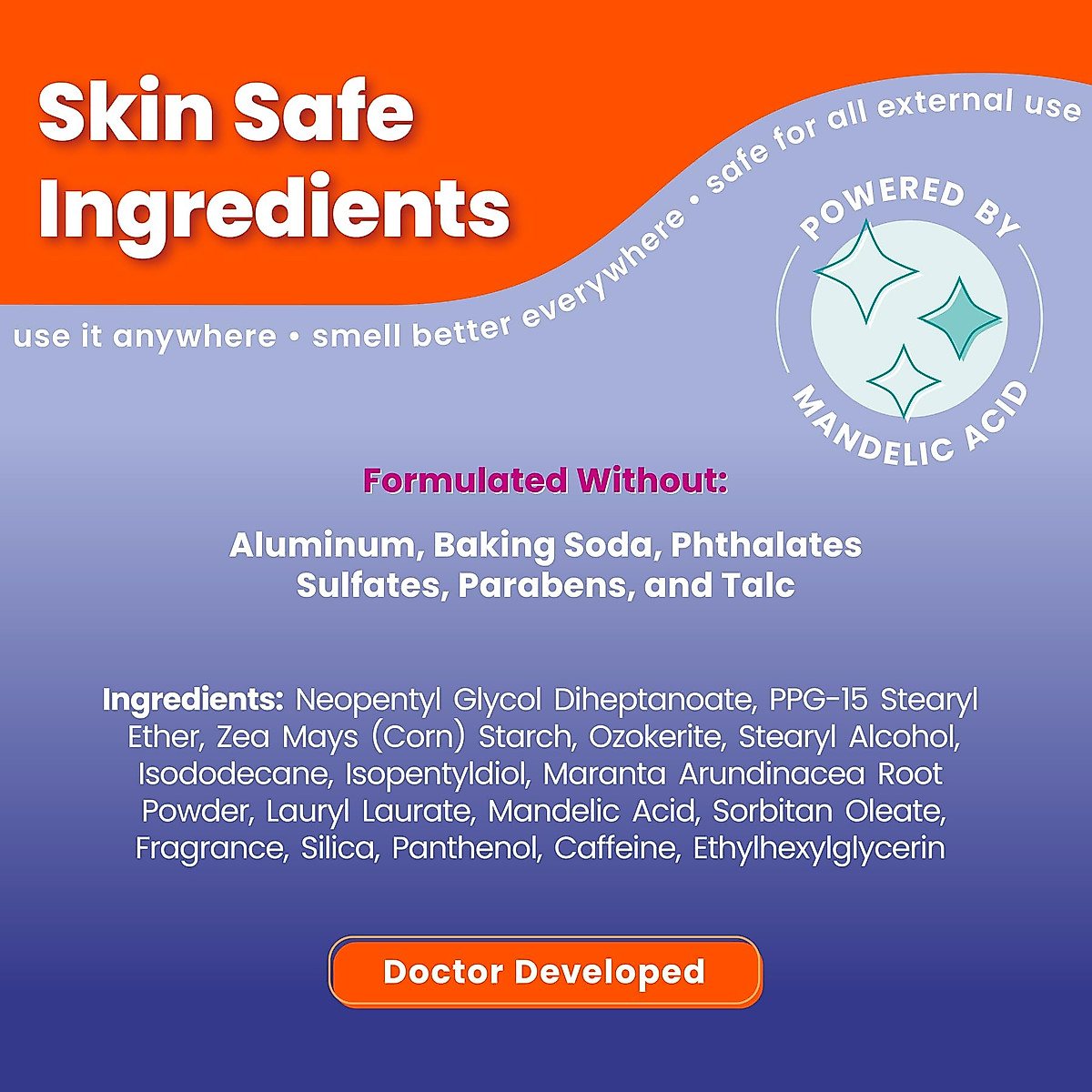 Lume Whole Body Deodorant - Smooth Solid Stick - 72 Hour Odor Control - Aluminum Free, Baking Soda Free and Skin Safe - 2.6 Ounce (Soft Powder)