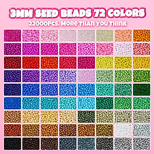 Gionlion 22000Pcs Bracelet Making Kit 4 Boxes - 72 Colors 8/0 Glass Seed Beads and Letter Beads Friendship Bracelet Kit with Crafts Charms for Bracelets Necklace Earring Making
