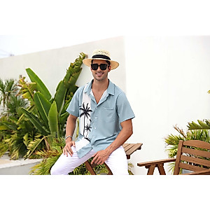 Men's Short Sleeve Button Up Hawaiian Shirt 1950s Vintage Bowling Shirts