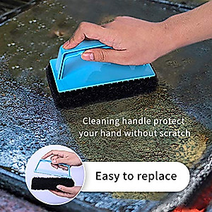 Grill Griddle Cleaning Kit 7 Piece, 4 Griddle Cleaning Pads with One Holder, 2 Grill Cleaning Brick Block,Griddle Cleaning Accessories, Grill Gleaning Tools