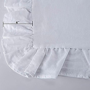 meadow park Stone Washed French Linen European Pillow Sham, Set of 2 Pieces, 26 inches x 26 inches Square Euro Sham, Super Soft, Ruffled Style, White Color