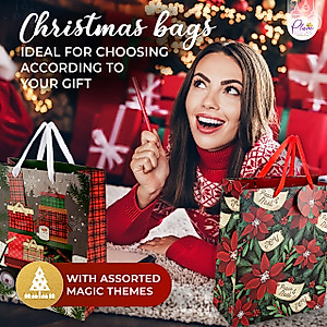 Bulk Christmas Gift Bags Large -18 Creative Elegant Designs- Large Christmas Bags for Gifts with Christmas Tissue Paper Gift Wrap-Holiday Gift Bags Bulk -Large Xmas Gift Bags-12.75"X10.25"X4.5" inches