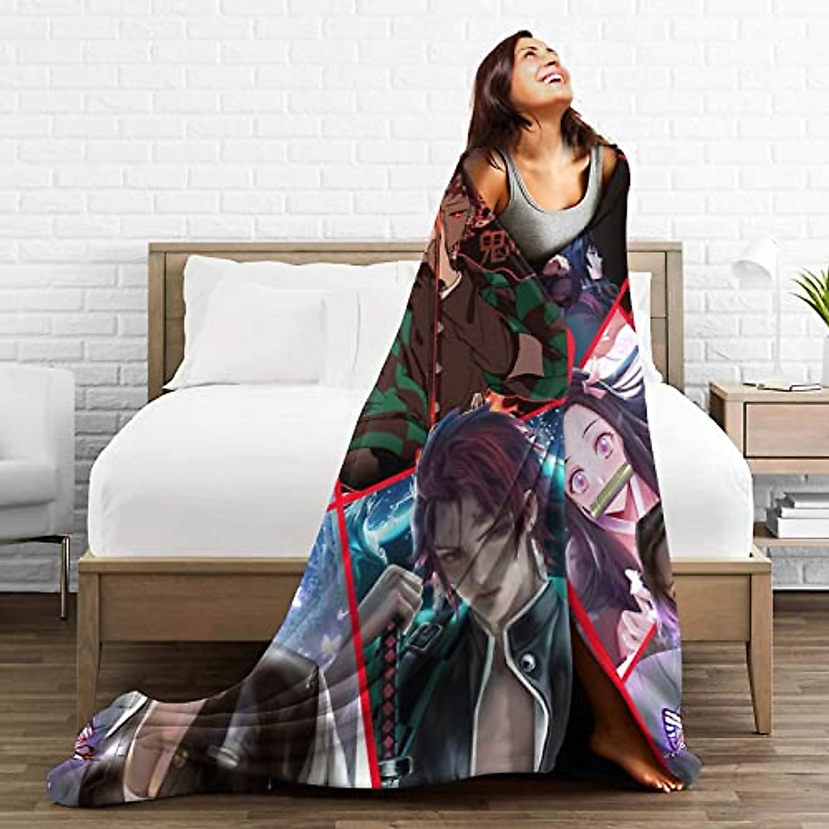 3D Anime Merch Throw Blankets, Stuff Luxurious Lightweight Cozy Plush Throw Super Soft,Warm,Poster,Sticker,Keychain (6PC Suit, 40in*60in)