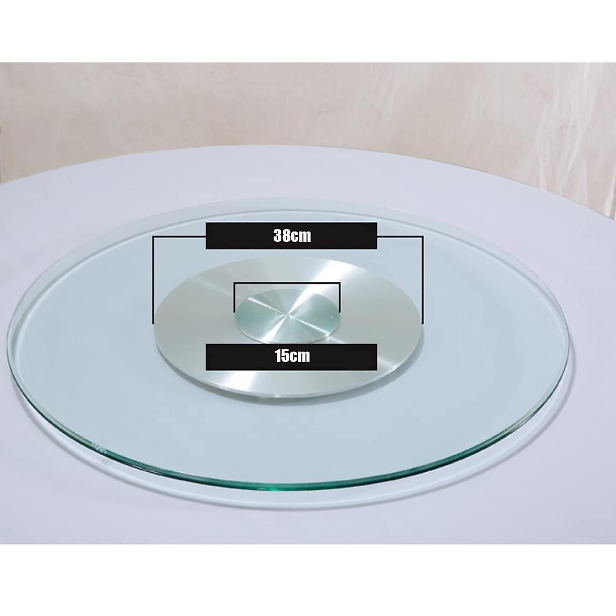 QQXX Round Tempered Glass Table Top,Thick Glass Lazy Susan Turntable,Round Tabletop Rotating Serving Tray for Dining Table Restaurant Rotatable Service Tray,A,90cm/35inch