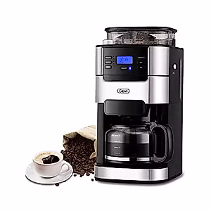 10-Cup Drip Coffee Maker, Grind and Brew Automatic Coffee Machine with Built-In Burr Coffee Grinder, Programmable Timer Mode and Keep Warm Plate, 1.5L Large Capacity Water Tank,900W, Black (Aluminum, 10 Cup)