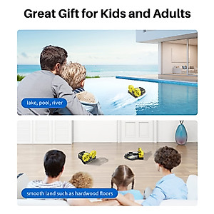 SYMA Remote Control Boat for Kids and Adults, 2.4GHz Q11 Amphibious RC Boats for Land, Pools and Lakes with Double Power, Low Battery Reminder, Speed Hovercraft Toys Gifts for Boys Girls