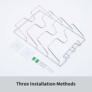 Qflushor Pot Lid Organizer Wall Mount, Kitchen Pot Lid Rack with Hook, Pot Lid Organizer for Cabinet, Pot Lid Holder with Adhesive Hooks, Chrome