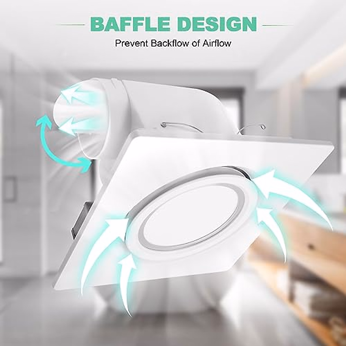 POWERENG Bathroom Exhaust Ventilation with Light,164 CFM 0.7Sones Quiet Ceiling Mount Ventilation Fan,6000K 12W LED,White,110V Vent Fan Ceiling