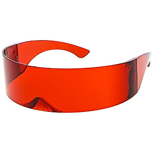 zeroUV - Futuristic Metal Cutout Frame Flat Lens Oversize Round Sunglasses 44mm (Red)