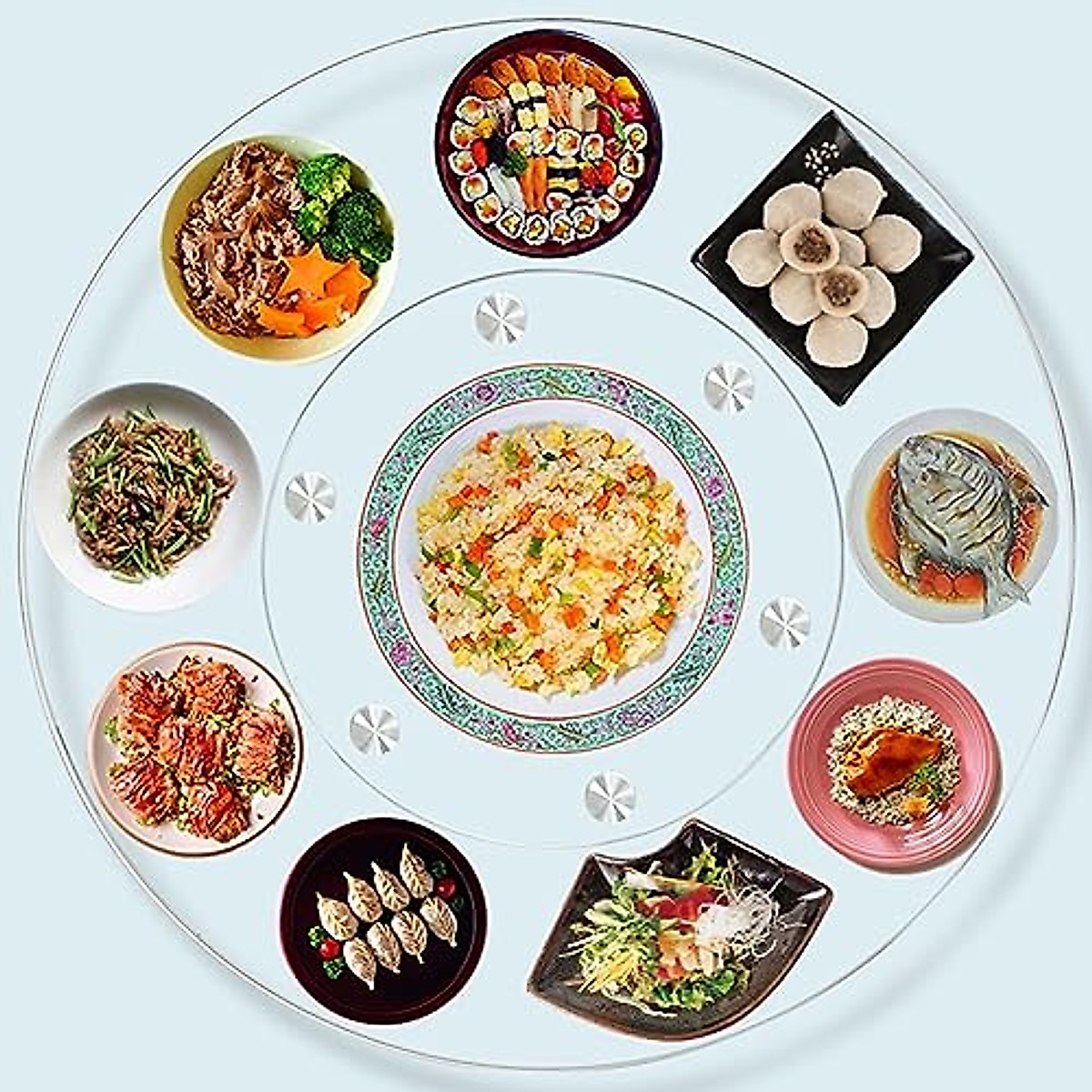 Rotating Tray Round Tempered Glass Lazy Susan Turntable for Kitchen Restaurant Dining Table Heavy Duty Serving Plate (Color : Clear, Size : 100cm/39in)