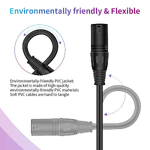 BestSounds XLR Microphone Cable 3ft, 2Pack XLR to XLR Cable - 3 Pins XLR Male to Female Balanced Mic Cable