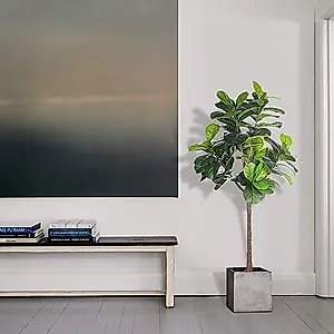​Realead 5ft Fiddle Leaf Fig Tree Artificial - Large Fake Fig Leaf Tree with 78 Leaves - Tall Faux Plants in Plastic Nursery Pot for Modern Home Office Living Room Indoor Decor