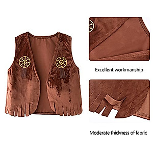 ZZIHAN Kids Cowboy Costume Chaps Vest for Boys Role Play Cowboy Cowgirl Hat Bandanas Sunglasses Dress up Accessories for Toddlers Boys Girls Birthday Party Halloween Christmas Cosplay Gift 3-5T