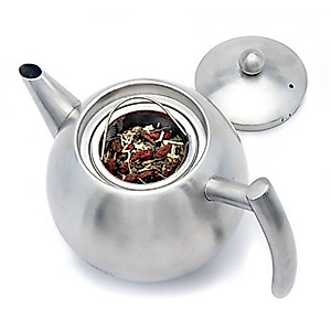 Venoly Stainless Steel Tea Pot With Removable Infuser For Loose Leaf and Tea Bags, Dishwasher Safe and Heat Resistant, 1 Liter
