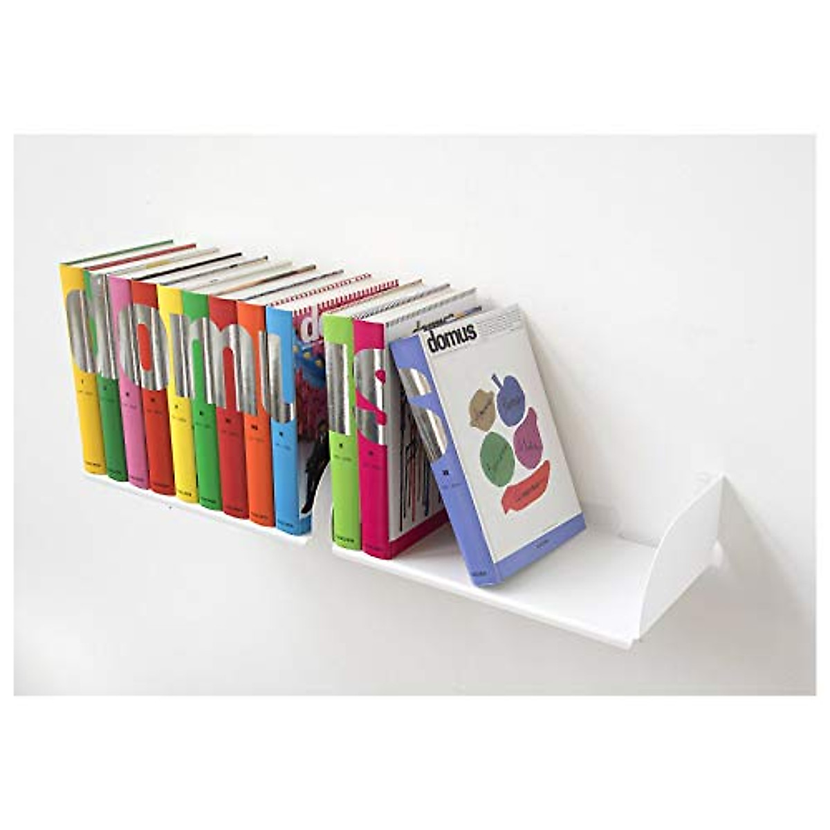 TEEbooks Bookshelf - Set of 2 Shelves - Steel - White - 45 x15 x 25 cm - for Large Format Books, Comics, Art Books
