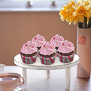 Elsjoy Set of 3 Wooden Cake Stand Round Dessert Display Riser, Stackable Cupcake Stand with Legs, Whitewashed Shabby Retail Bakery Serving Stand for Table Centerpieces, Wedding, Birthday, Party Decor